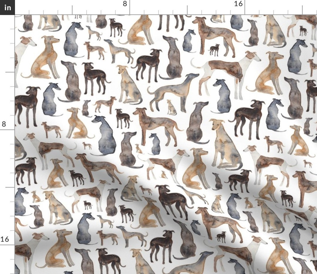 Greyhound Watercolors Fabric Greyhounds Wippets and Lurcher - Etsy