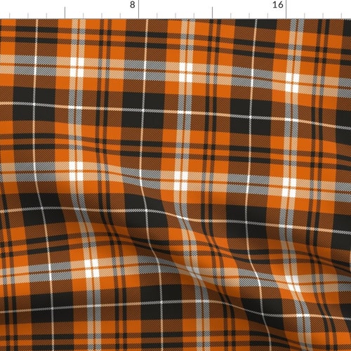 Orange Plaid Fabric Pumpkin Fall Plaid Orangeblackwhite by - Etsy