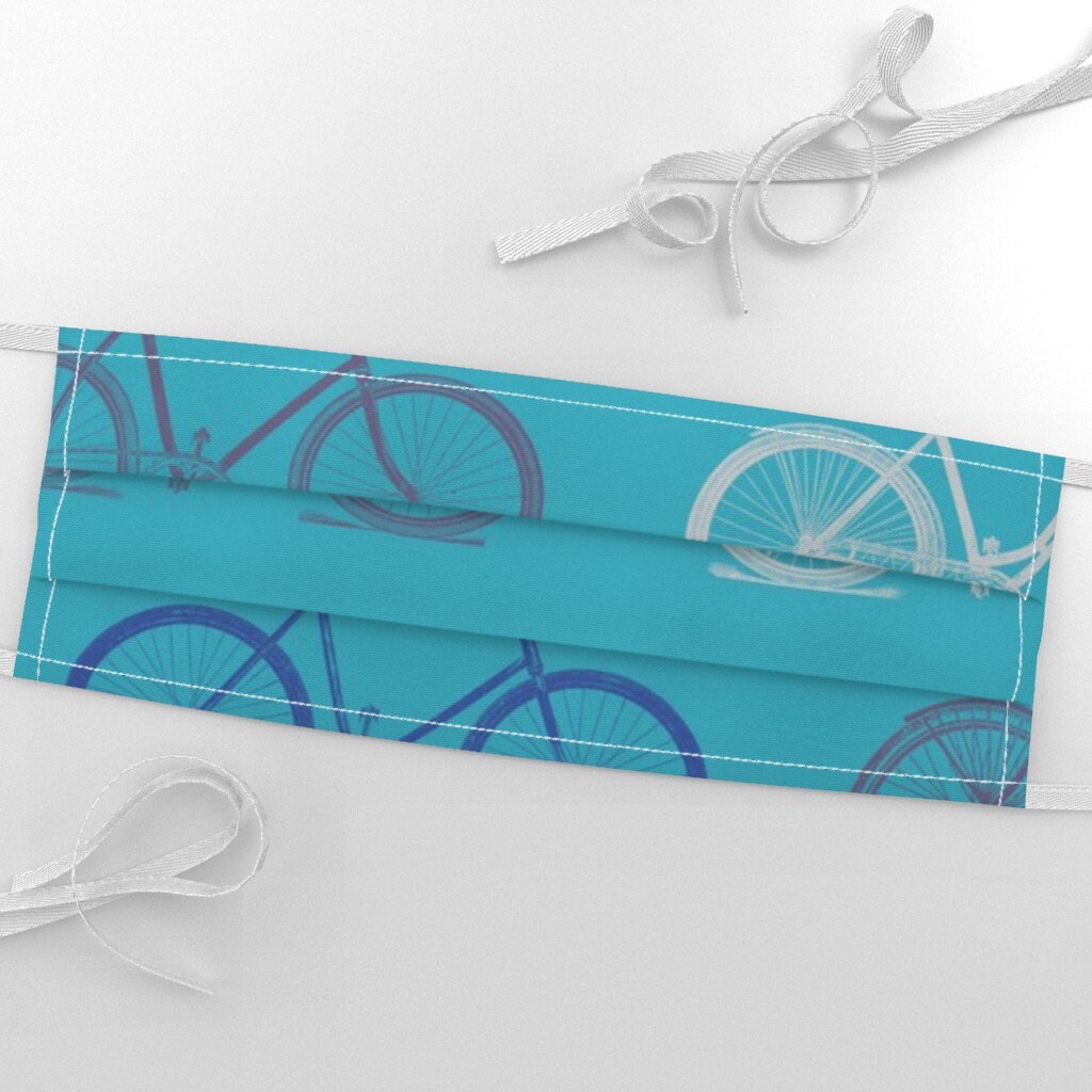 Bike Fabric Vintage Bright Blue Bicycles Fixed Speed Beach - Etsy