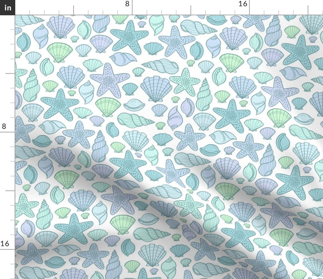 Sea Shells Fabric Seashells Cool by Kristinnohe Sea Shells - Etsy