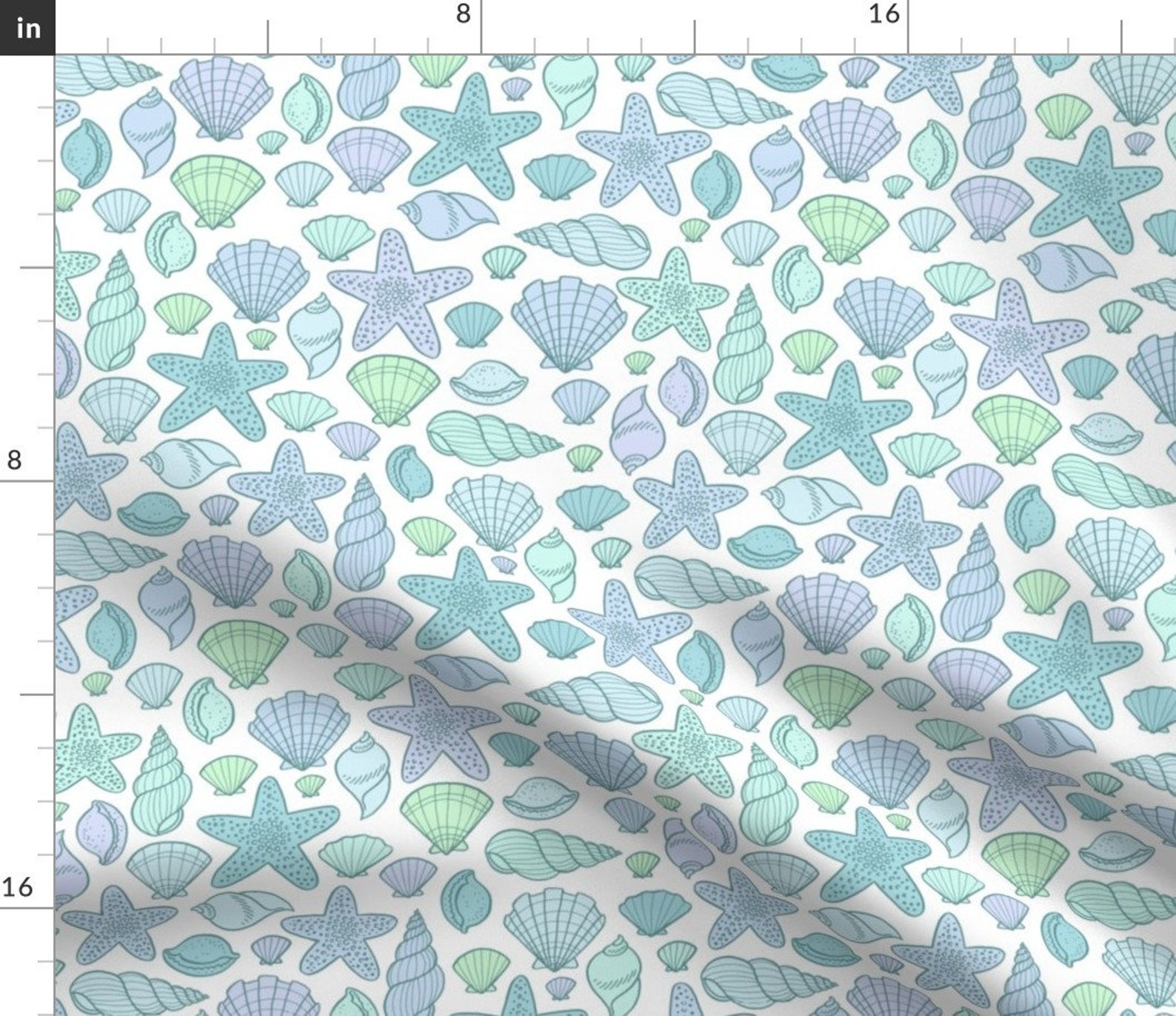 Sea Shells Fabric Seashells Cool by Kristinnohe Sea Shells - Etsy