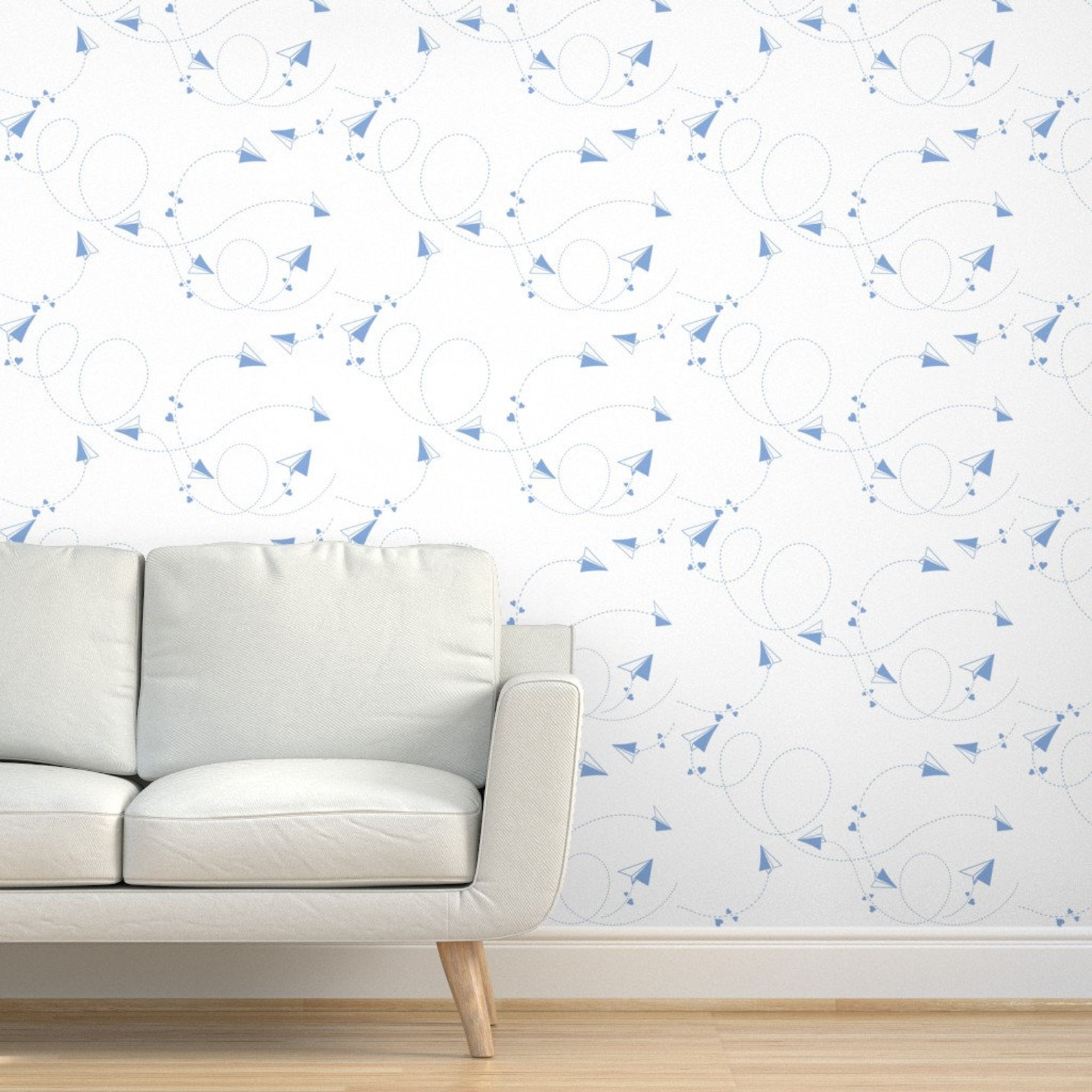 Paper Airplanes Wallpaper Blue Papaer Airplanes by Cutiecat - Etsy