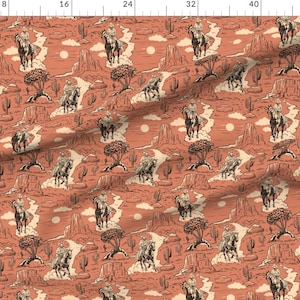 Retro Western Fabric - Western Toile by Whimsical_brush - Vintage ...