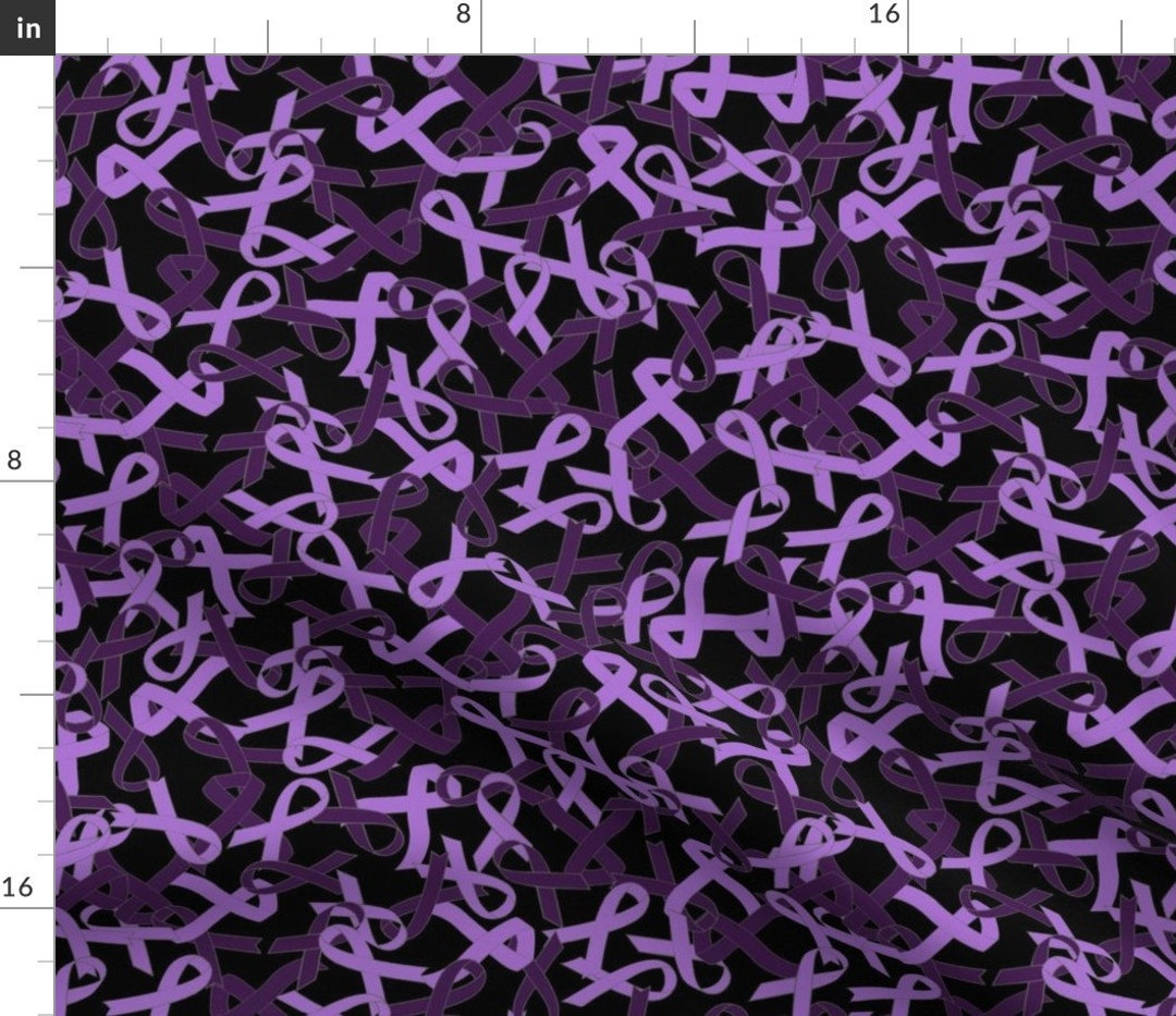 Hope Fabric Purple Ribbons for Cancer Awareness on Black by - Etsy