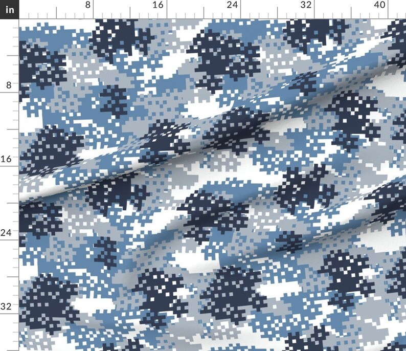 Blue Pixelated Camouflage Fabric Pixel Blue Camouflage - Etsy France