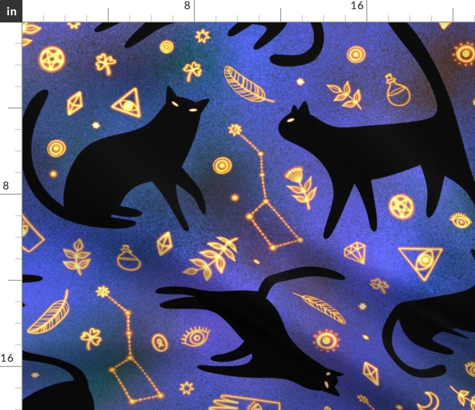 Cat Constellations Fabric Mystical Cats by Julia Gosteva - Etsy