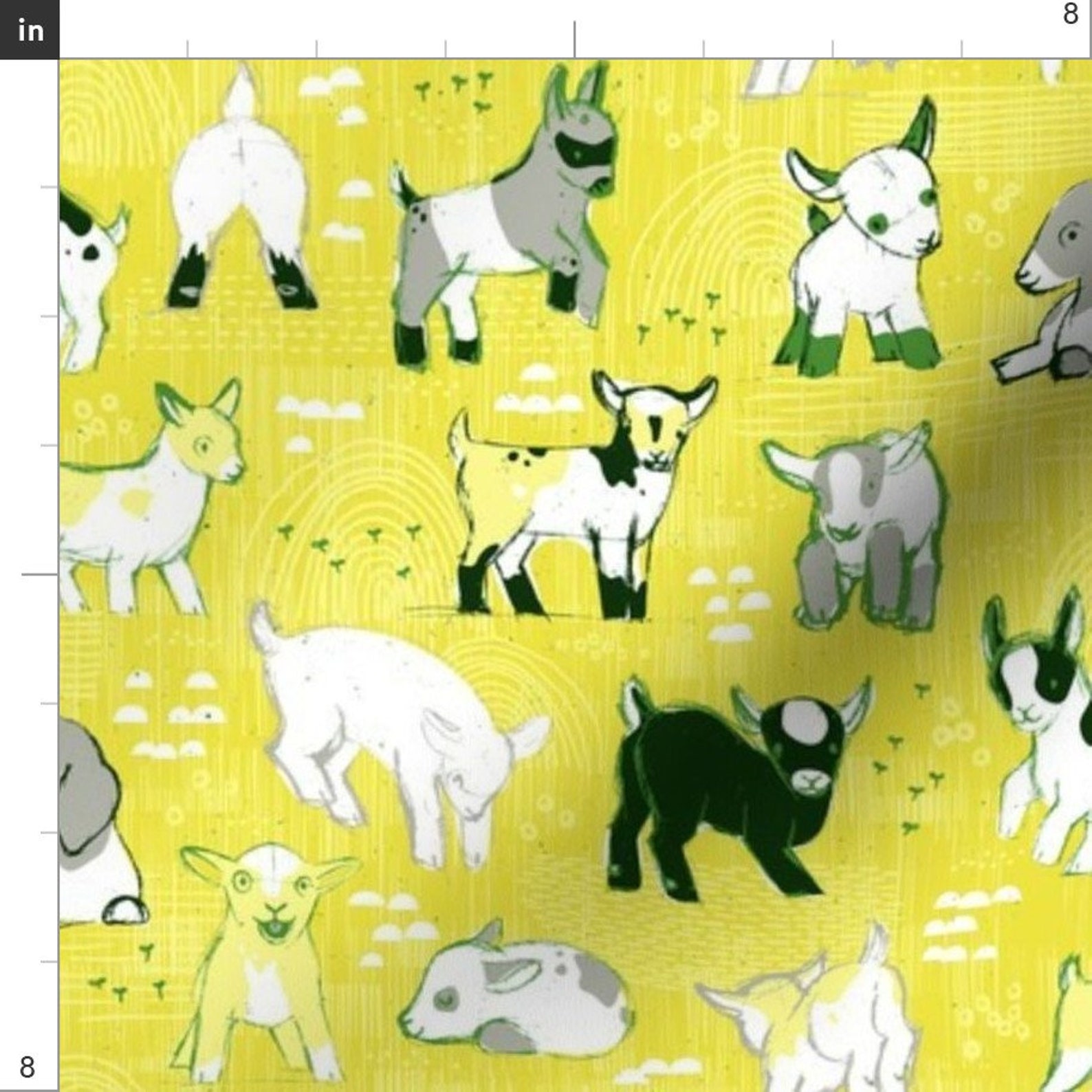 Goat Fabric Baby Goats by Friztin Yellow Modern Baby Goat - Etsy