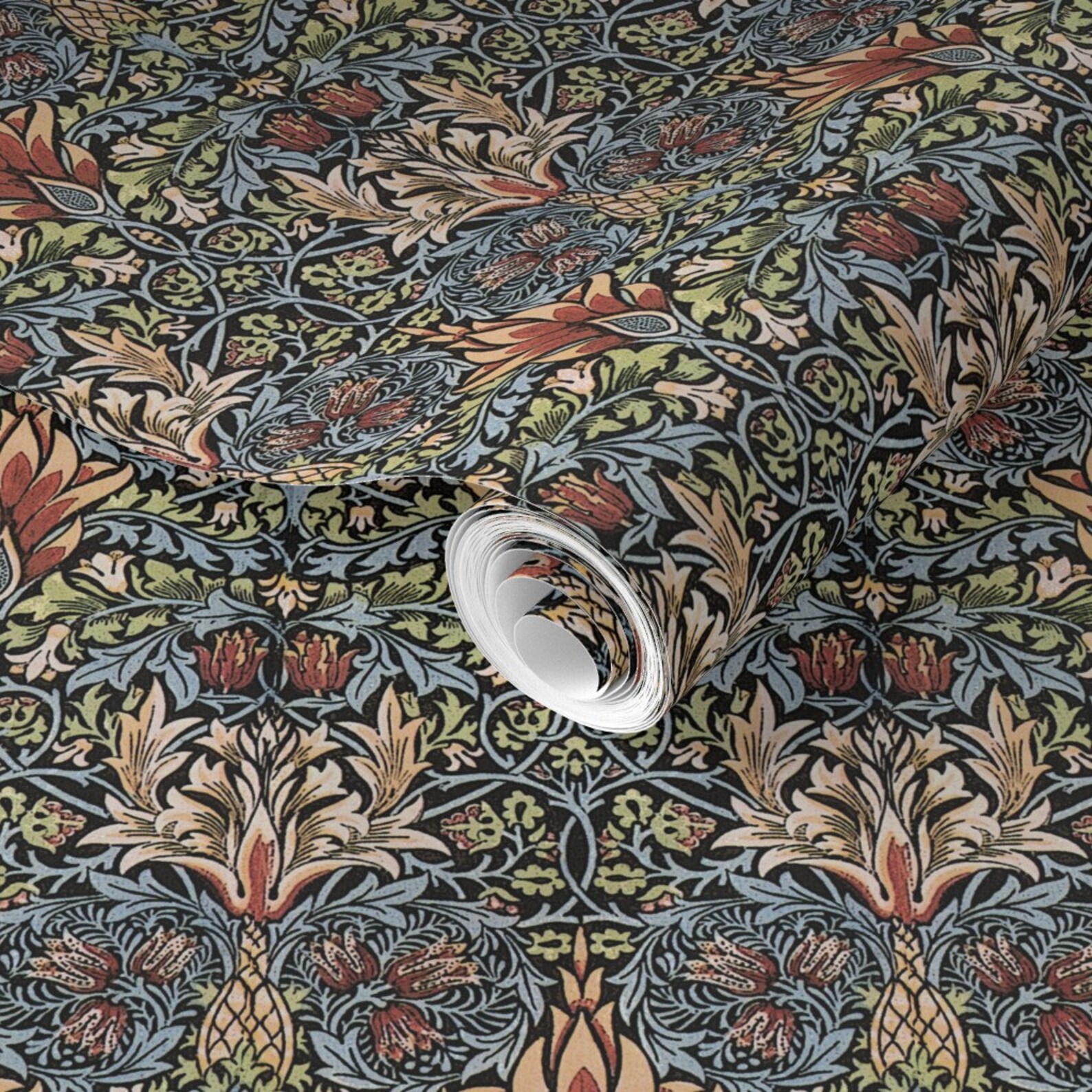 William Morris Inspired Wallpaper Snakehead by Amyvail - Etsy
