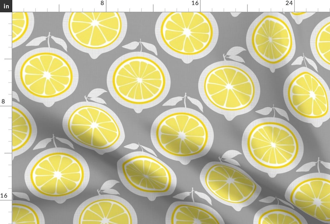Lemon Slice Fabric - Julie's Yellow Lemon Grid M by Juliesfabrics ...