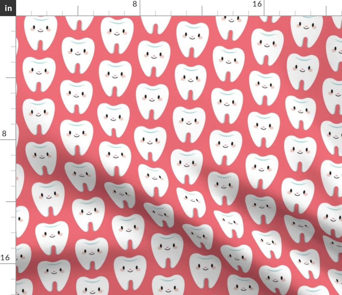 Kawaii Dentist Dental Tooth Fabric Cute Little Molar Teeth - Etsy