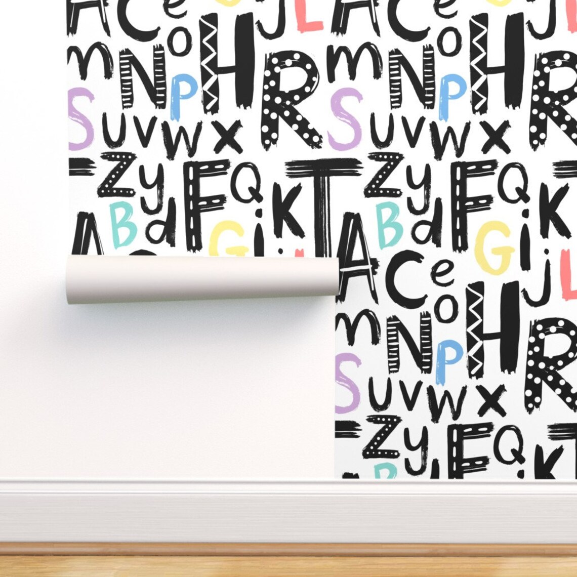 Alphabet Wallpaper Nursery Lettering By Laura May Designs | Etsy