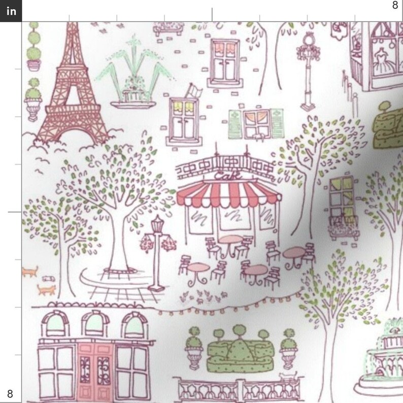 Girly Parisian Fabric Parisian Stroll in Antoinette by | Etsy