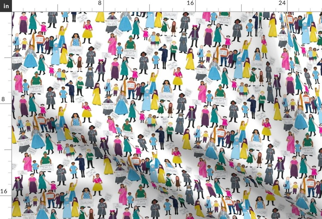 Womens March Fabric Womens Rights Around the World by Landpenguin ...