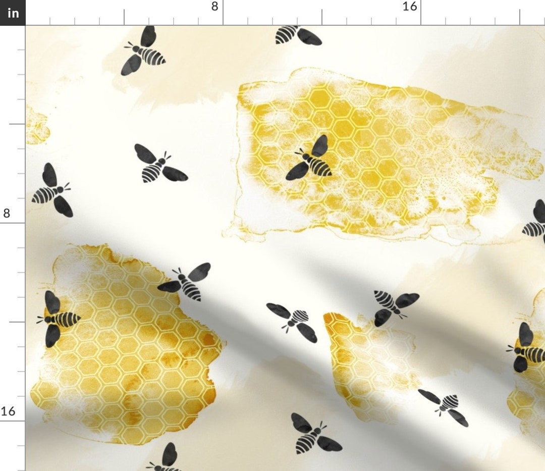 Busy Bees Fabric Busy Bee by Littlearrowdesign Watercolor - Etsy
