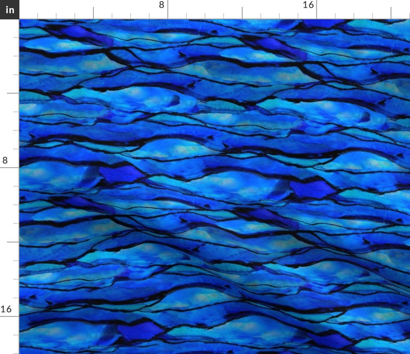 Ocean Ripple Fabric Ocean Ripple by Poetryqn Watercolor - Etsy