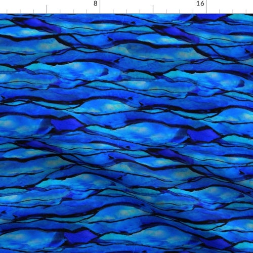 Ocean Ripple Fabric Ocean Ripple by Poetryqn Watercolor - Etsy