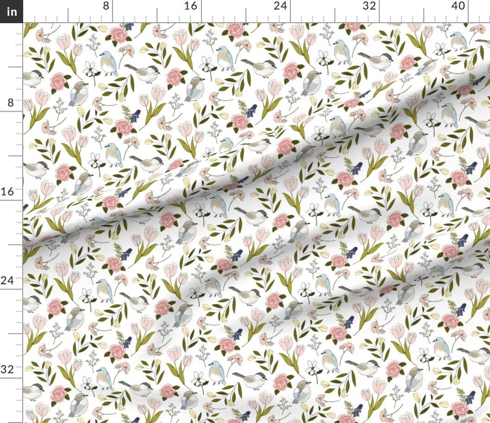 Bird Fabric Birds In Spring By Mintpeony Sweet Baby Girl | Etsy