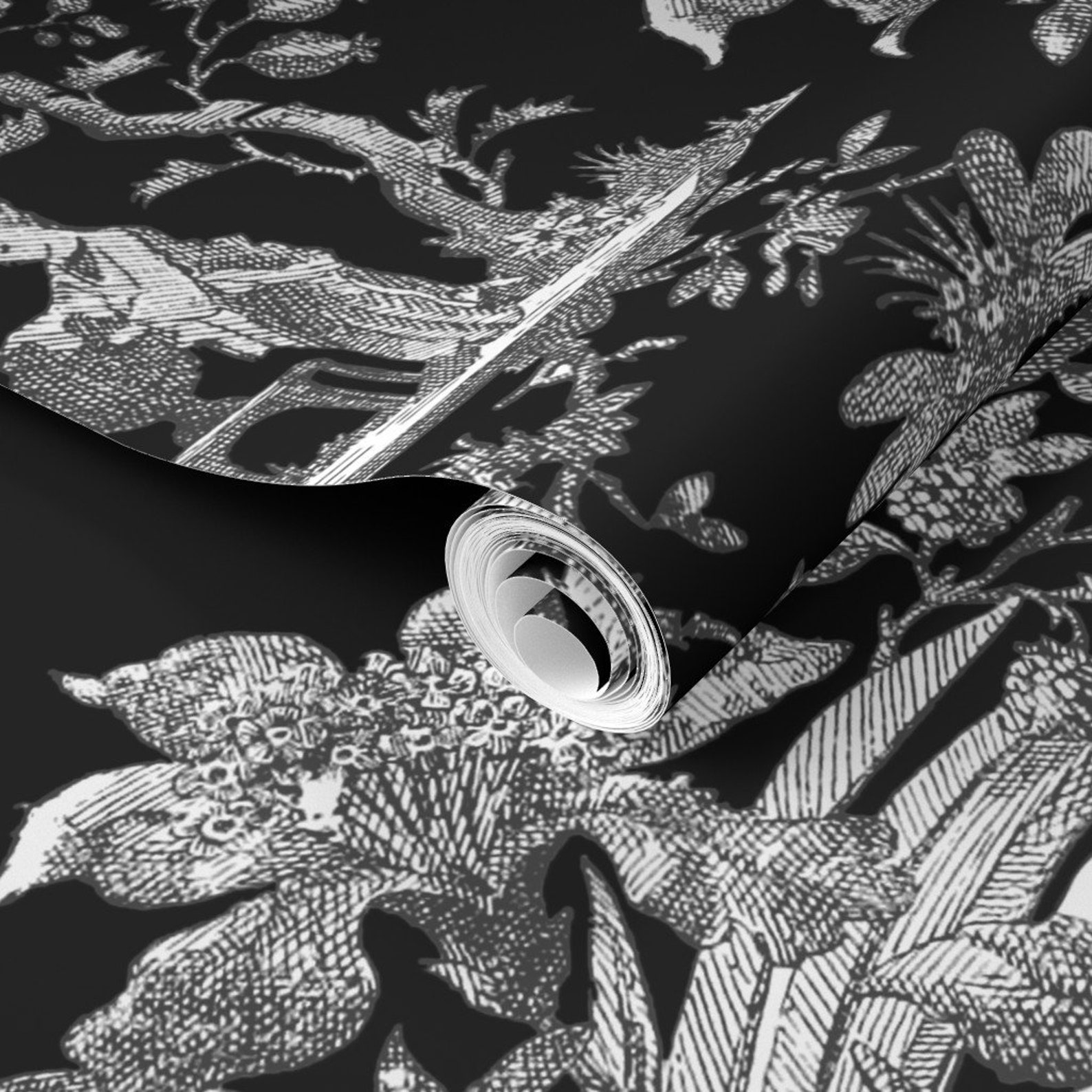 Toile Wallpaper Chinoiserie Toile by Peacoquettedesigns - Etsy