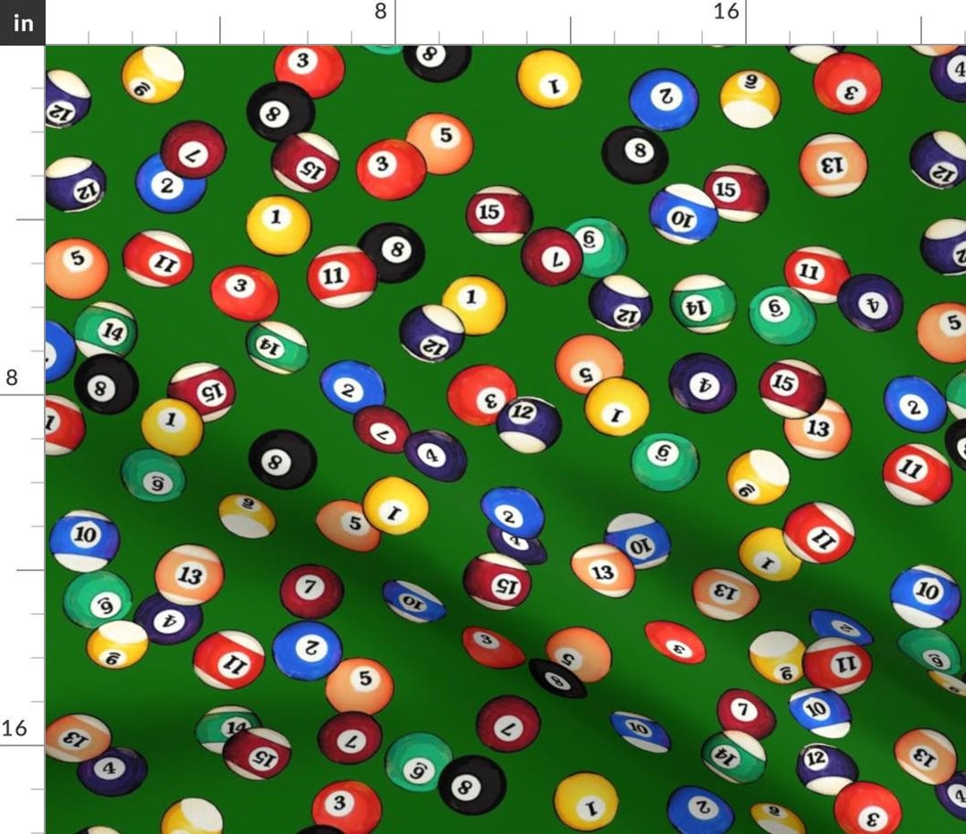 Pool Fabric Billiard Balls on Felt // Large by Thinlinetextiles Pool ...