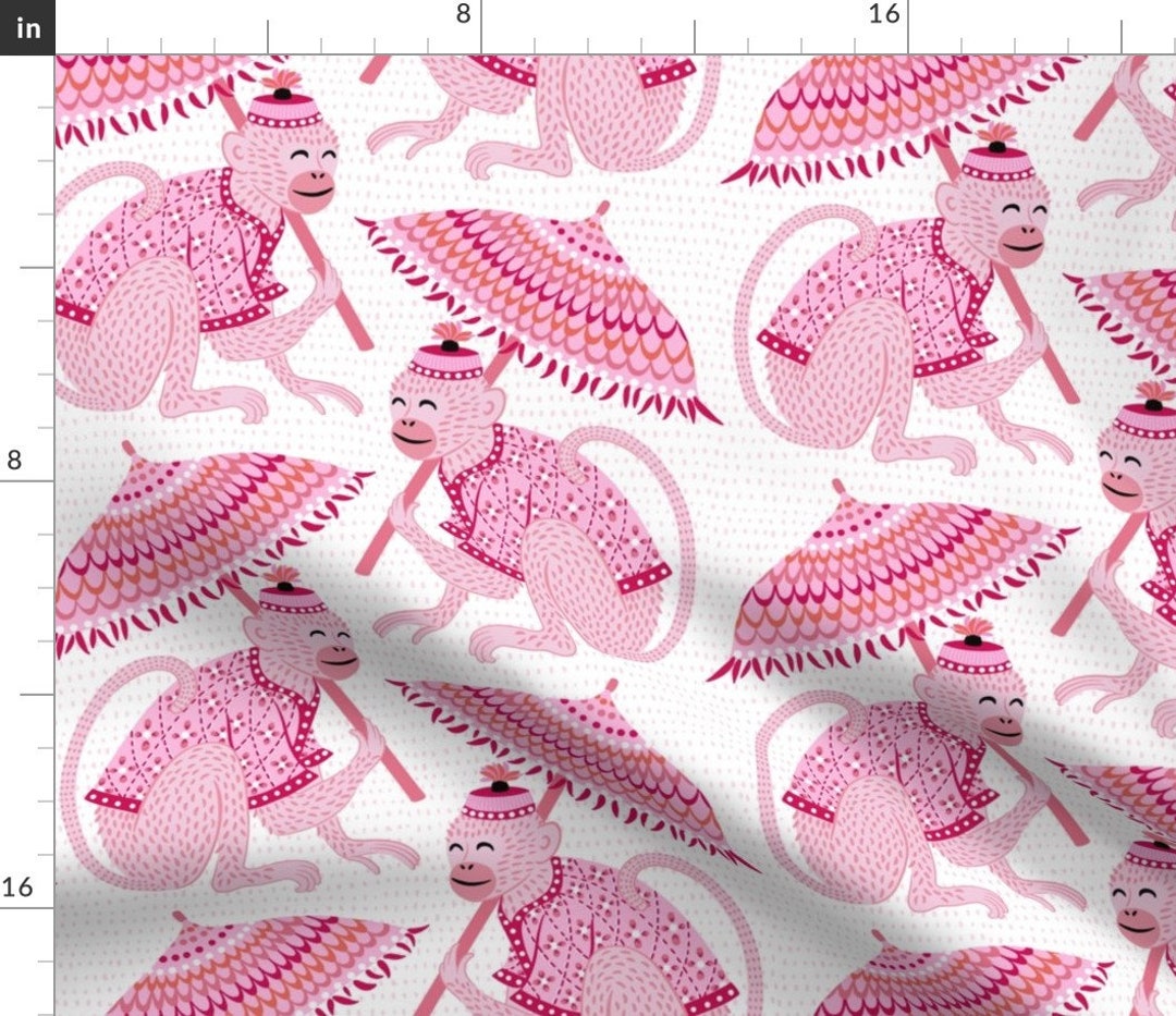 Pink and White Fabric Monkeys With Parasols by Vivdesign Animals ...