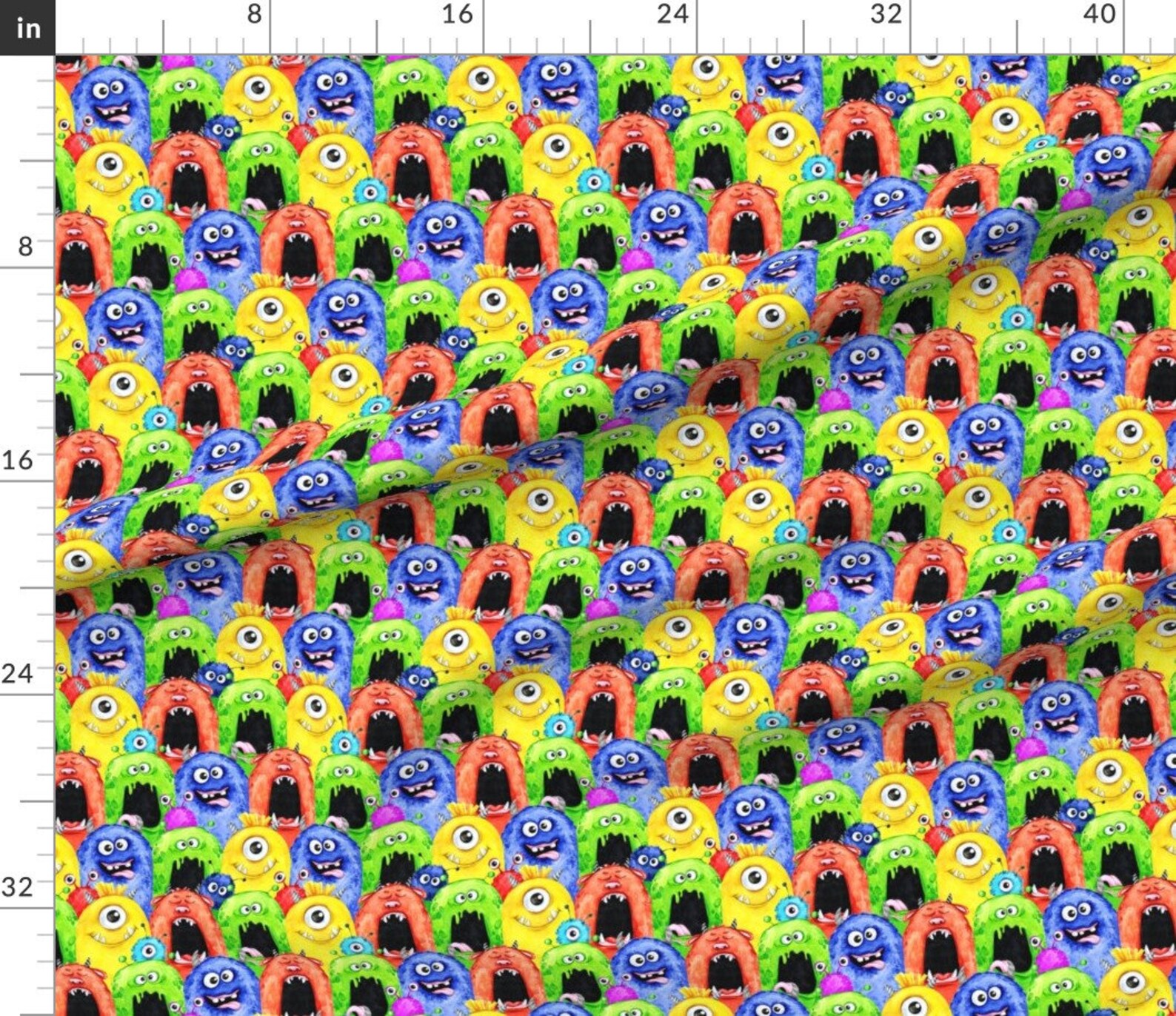 Bright Monsters Fabric Funny Colorful Scary Monsters by | Etsy
