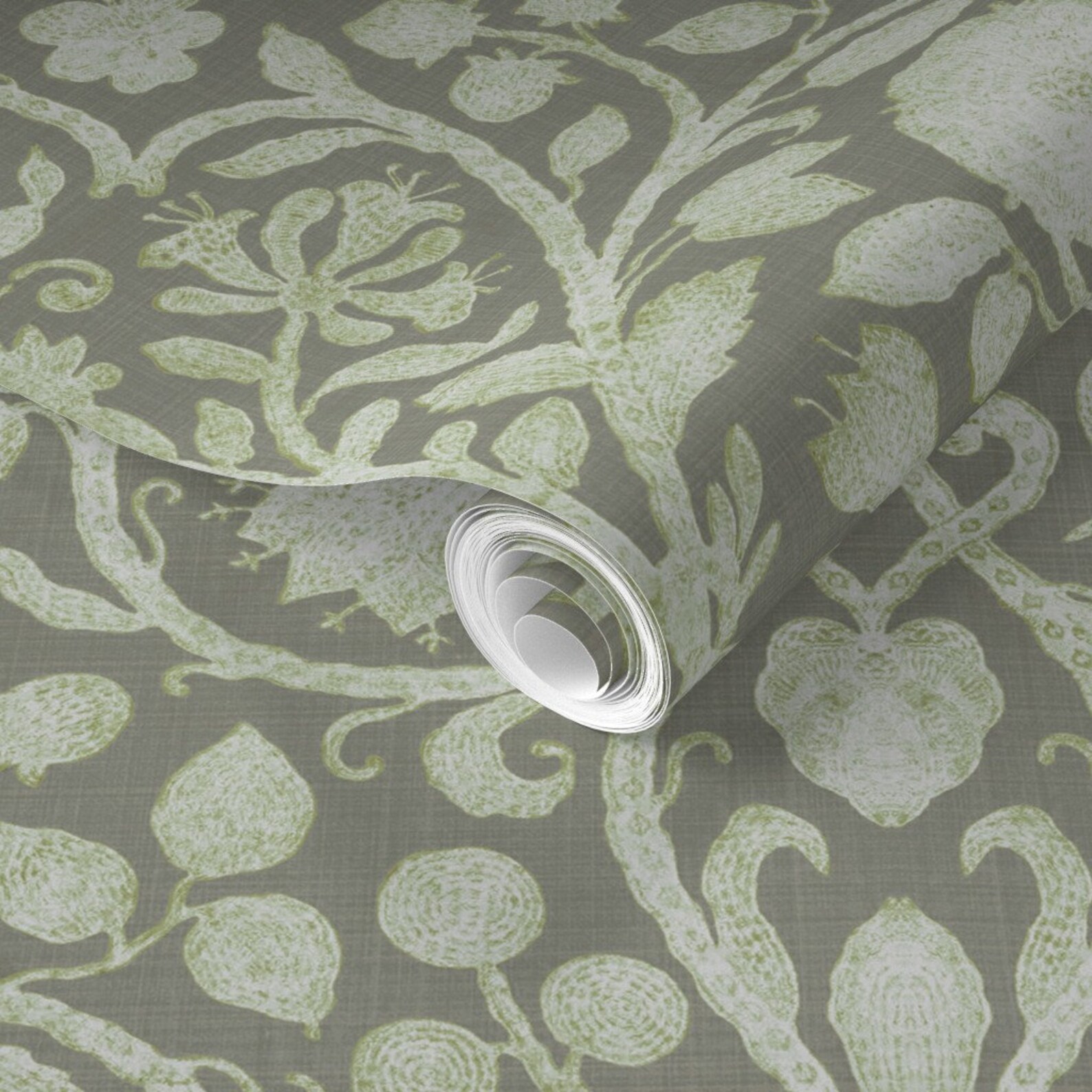 French Wallpaper Provence in Spring Green and Storm by - Etsy