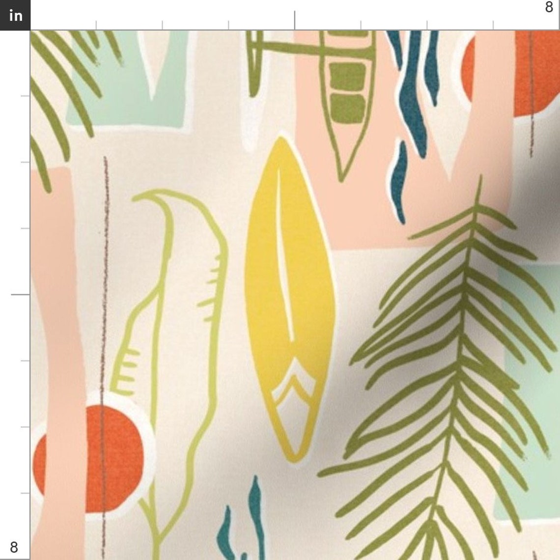 Tiki Fabric Mid Century Modern Tiki Hawaiian Village - Etsy