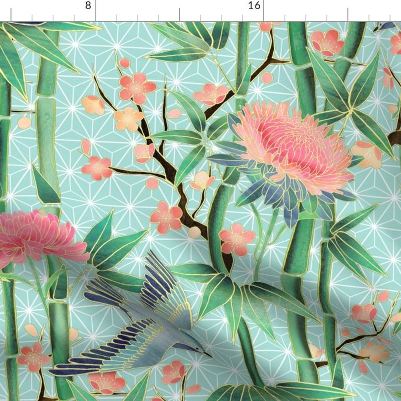 Bamboo Print Fabric - Etsy