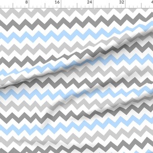 Chevron Fabric Gray Blue Chevron by Stickelberry Chevron - Etsy