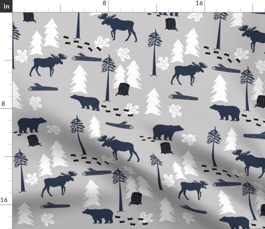 Forest Fabric Animal Tracks Outdoors Animals Adventure - Etsy