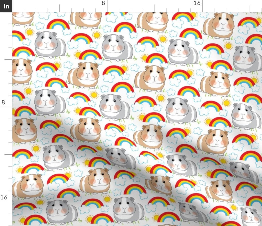Guinea Pigs and Rainbows Fabric Guinea-pigs-and-rainbows-on - Etsy