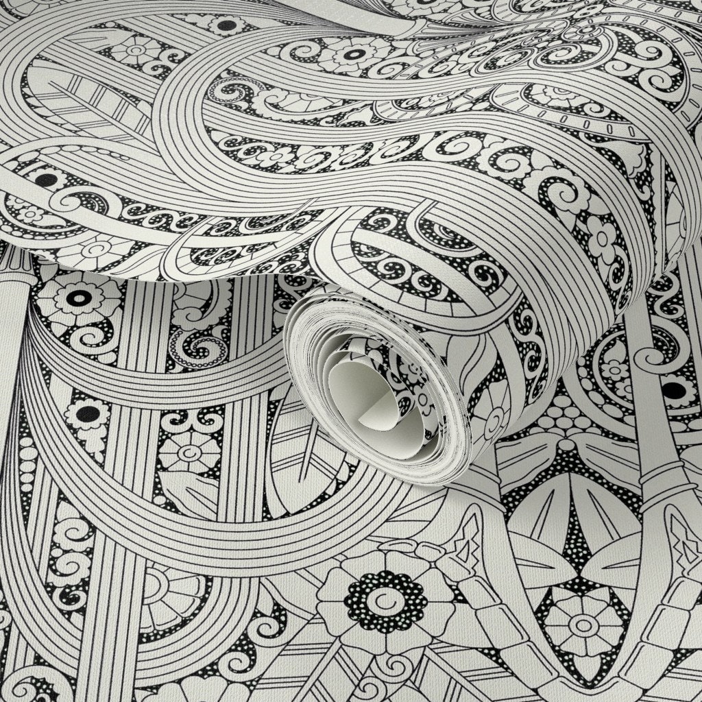 Art Deco Wallpaper Wacker Tower Fountains by Muhlenkott - Etsy