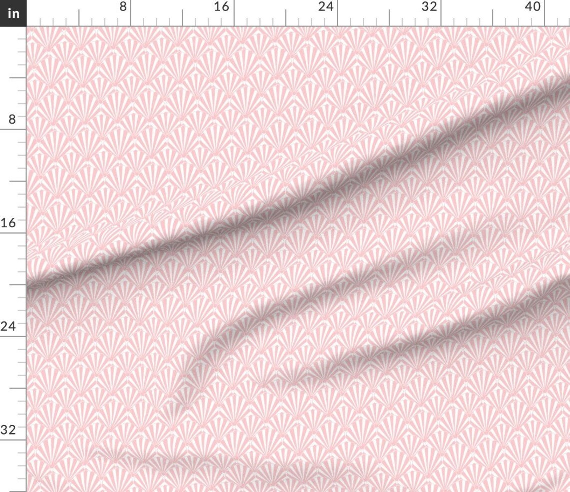 Art Deco Shell Fabric Pink Shell / Seashell / Clamshell by | Etsy