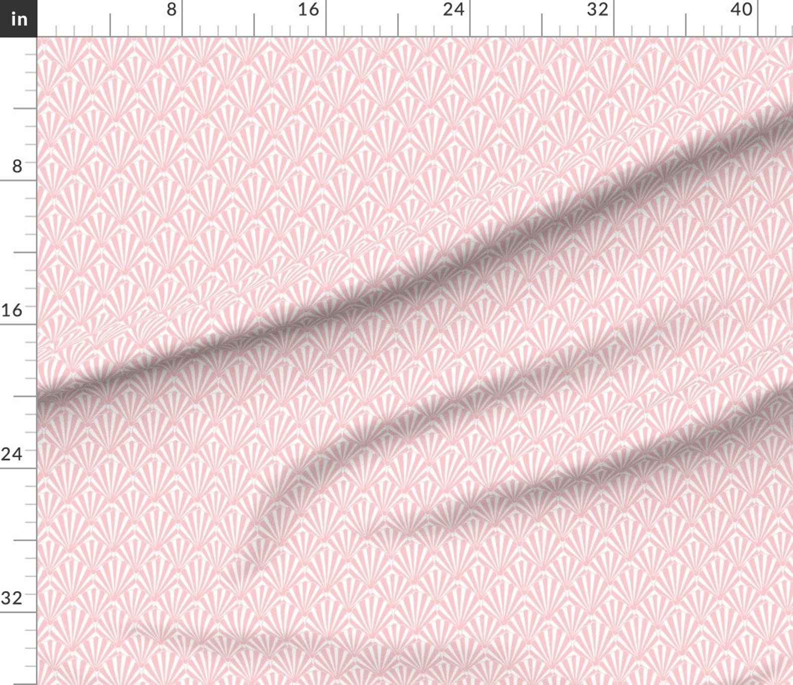 Art Deco Shell Fabric Pink Shell / Seashell / Clamshell by | Etsy