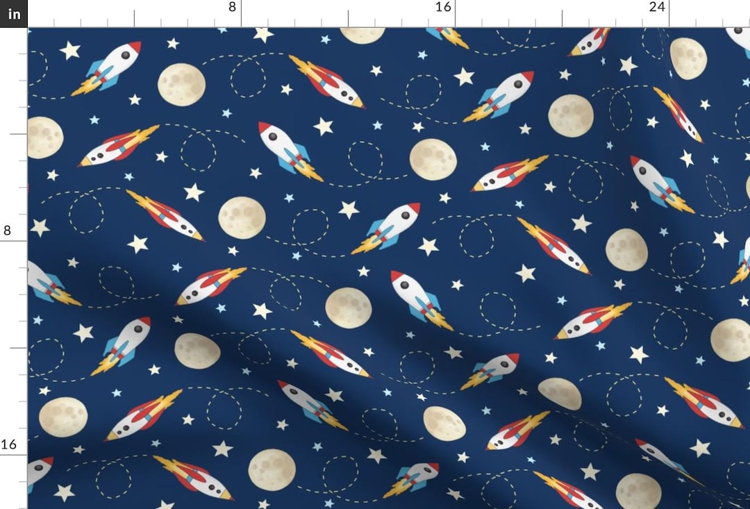 Rockets Fabric - Rockets - Larger Scale by Hazel Fisher Creations ...