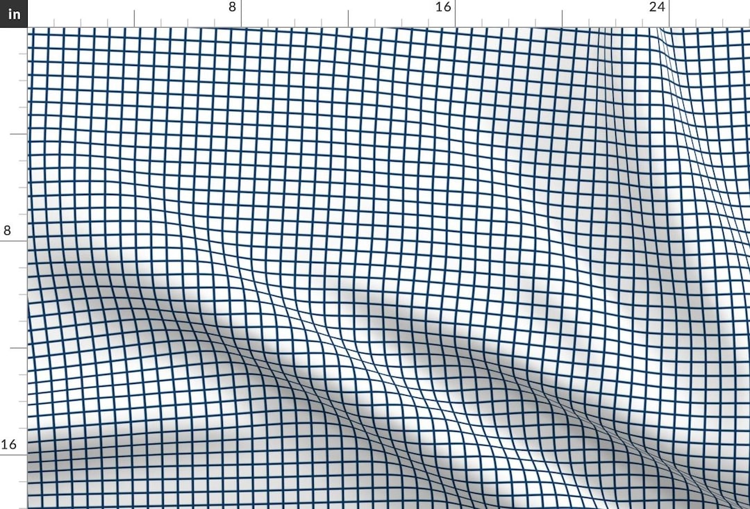 Small Scale Grid Fabric - Navy Grid by Andrea_lauren - Blue White Graph ...