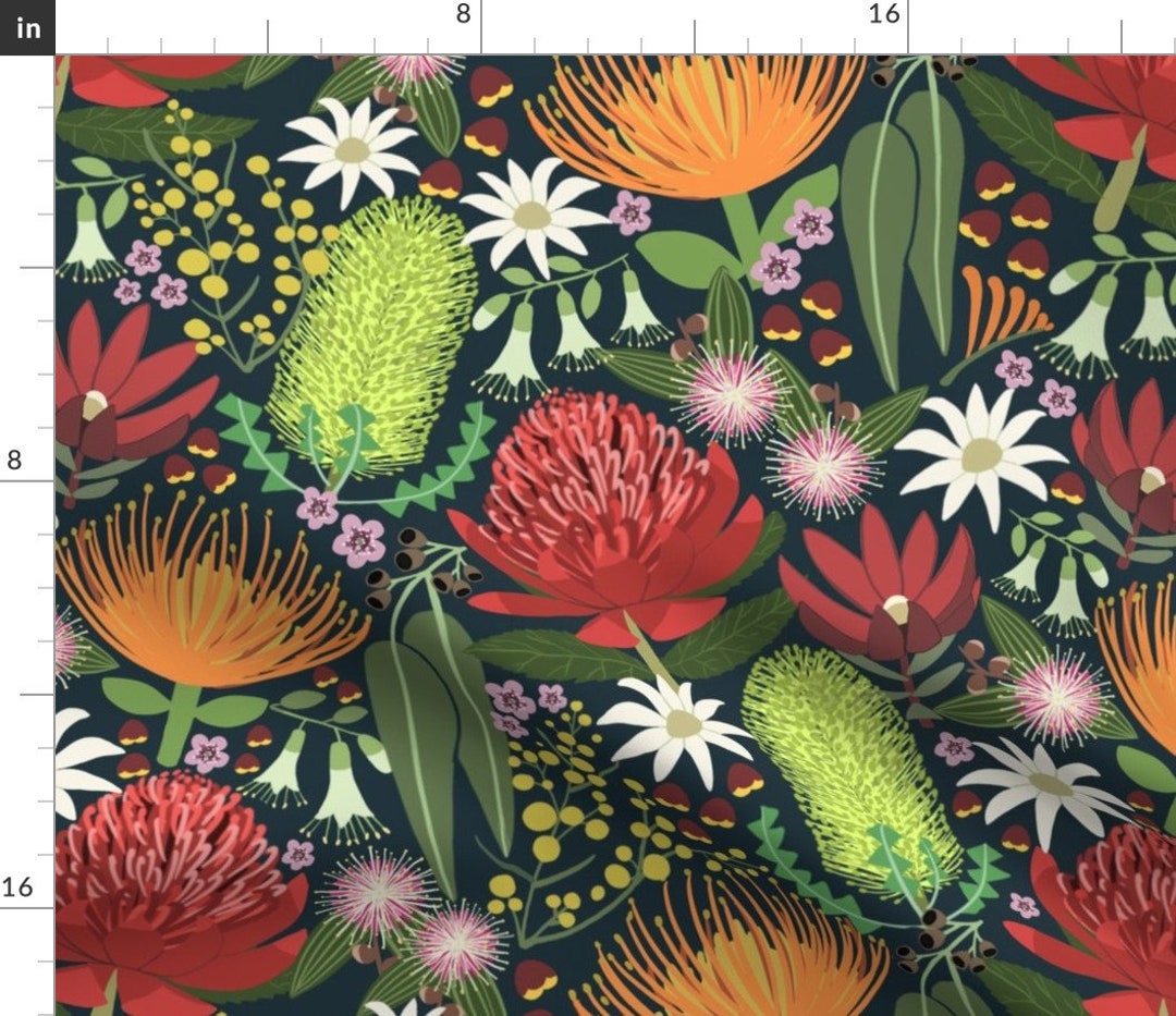 Australia Floral Fabric My Australian Backyard Flowers Large by Vicki ...