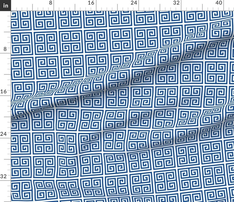 Classic Greek Key Fabric Greek Keys by Zephyrous Blue - Etsy