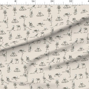 Skull Yoga Skeleton Illustration Fabric Skeleton Yoga by | Etsy