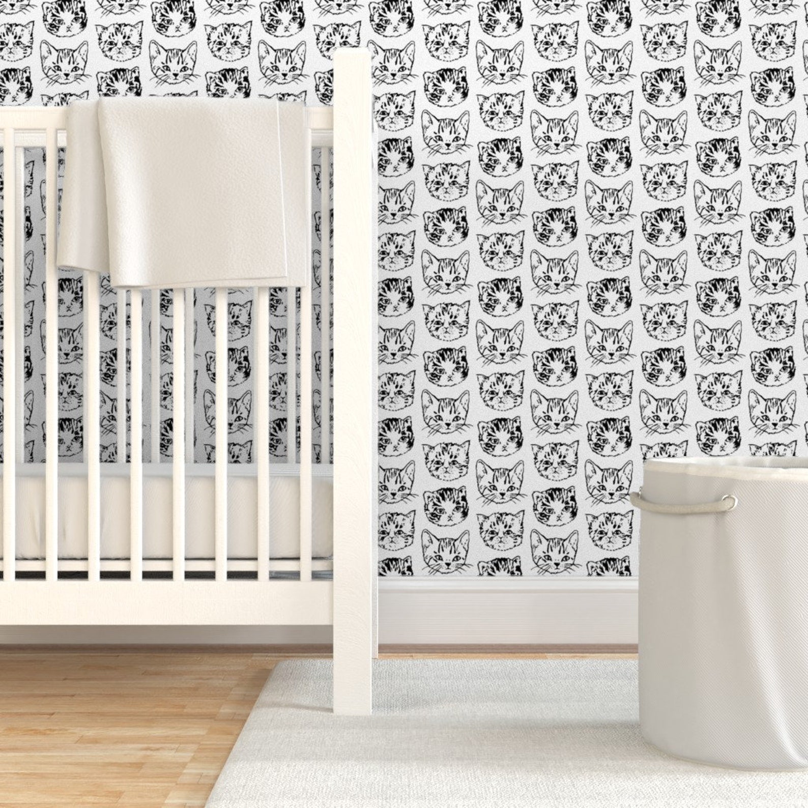 Cat Wallpaper Cat Stack Black and White by Imaginaryanimal | Etsy