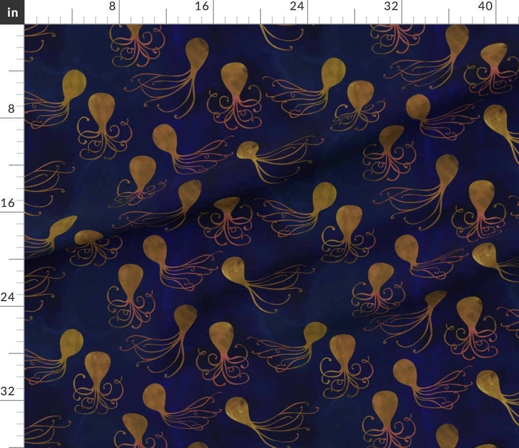Octopus Fabric Ink by Ceciliamok Modern Nautical Octopus - Etsy