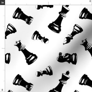 Chess Fabric - 3d Chess Pieces by Thin Line Textiles - Chess Pieces ...