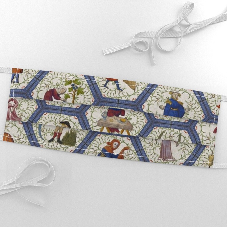 Medieval Fabric Medieval People Blue Frame by Ameliae | Etsy