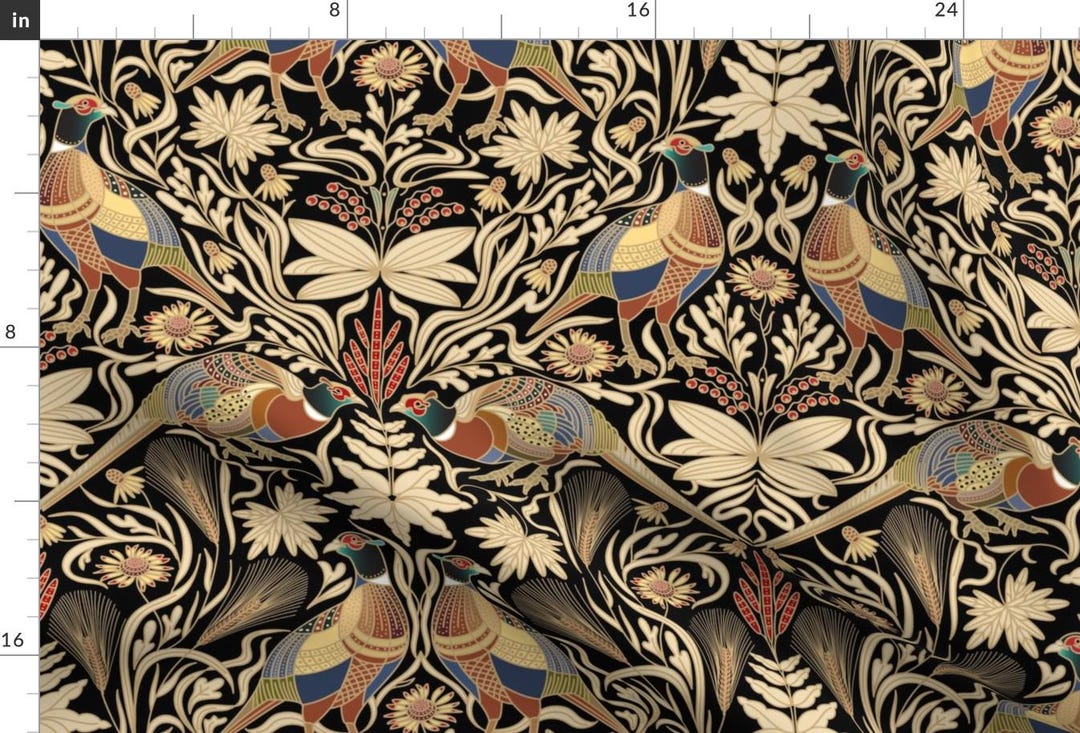 Pheasants Fabric - Pheasants by Boszorka - Birds Botanical Floral ...