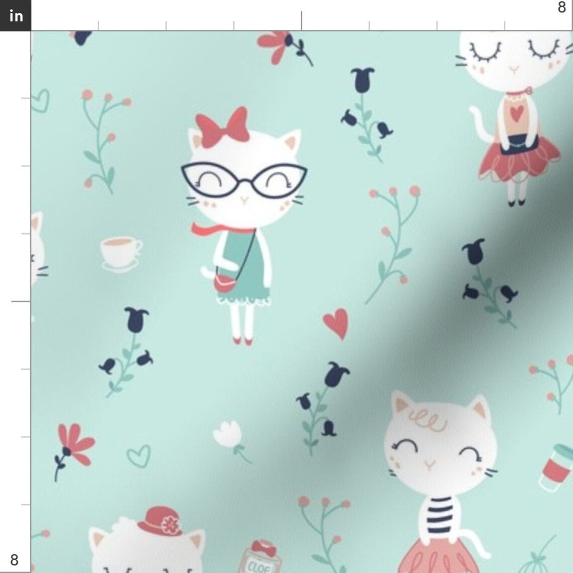 Cute French Cats Fabric Très Chic Ment Fashionable Cats in - Etsy