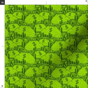 Crazy Cash Fabric Moneybags by Ben Goetting Green Cash Cotton Fabric by ...