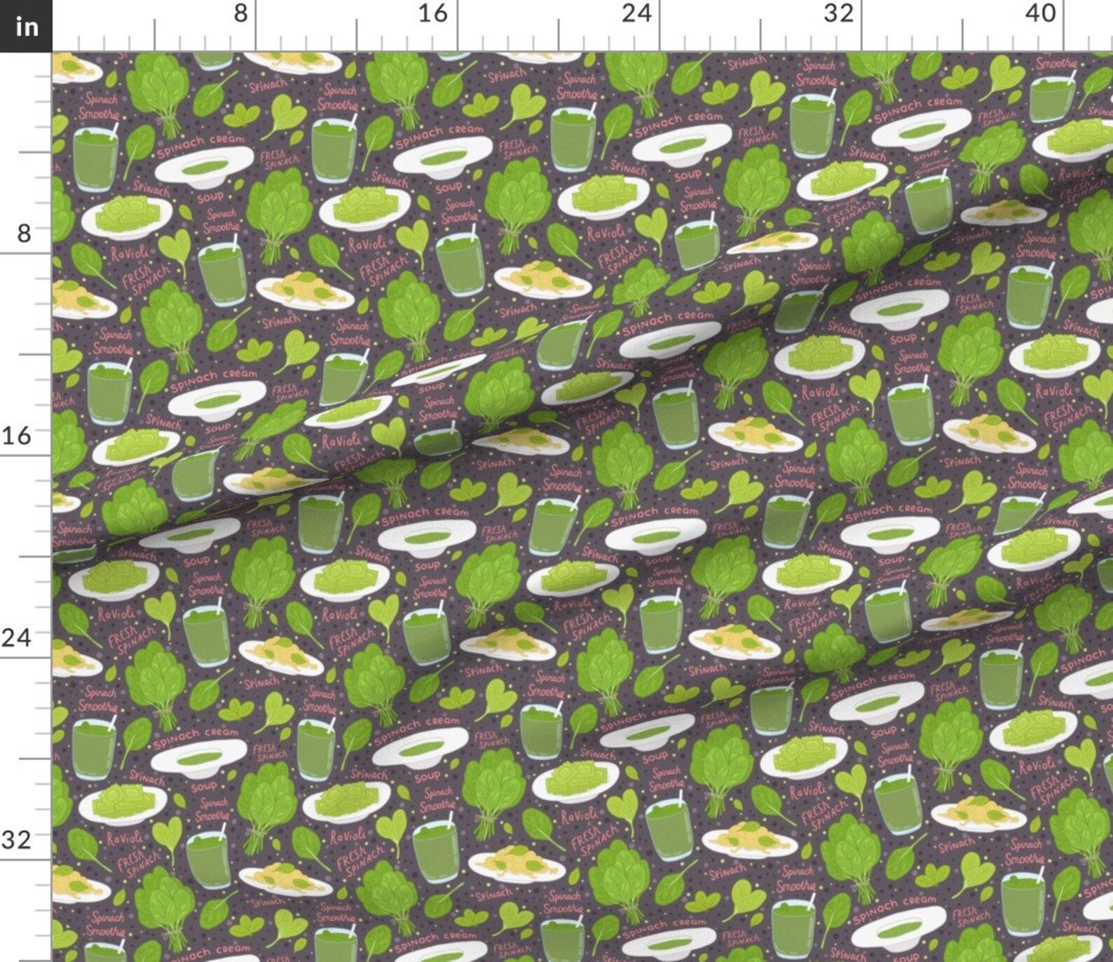 Spinach Fabric Spinach Pattern Dark by Kostolom3000 - Etsy
