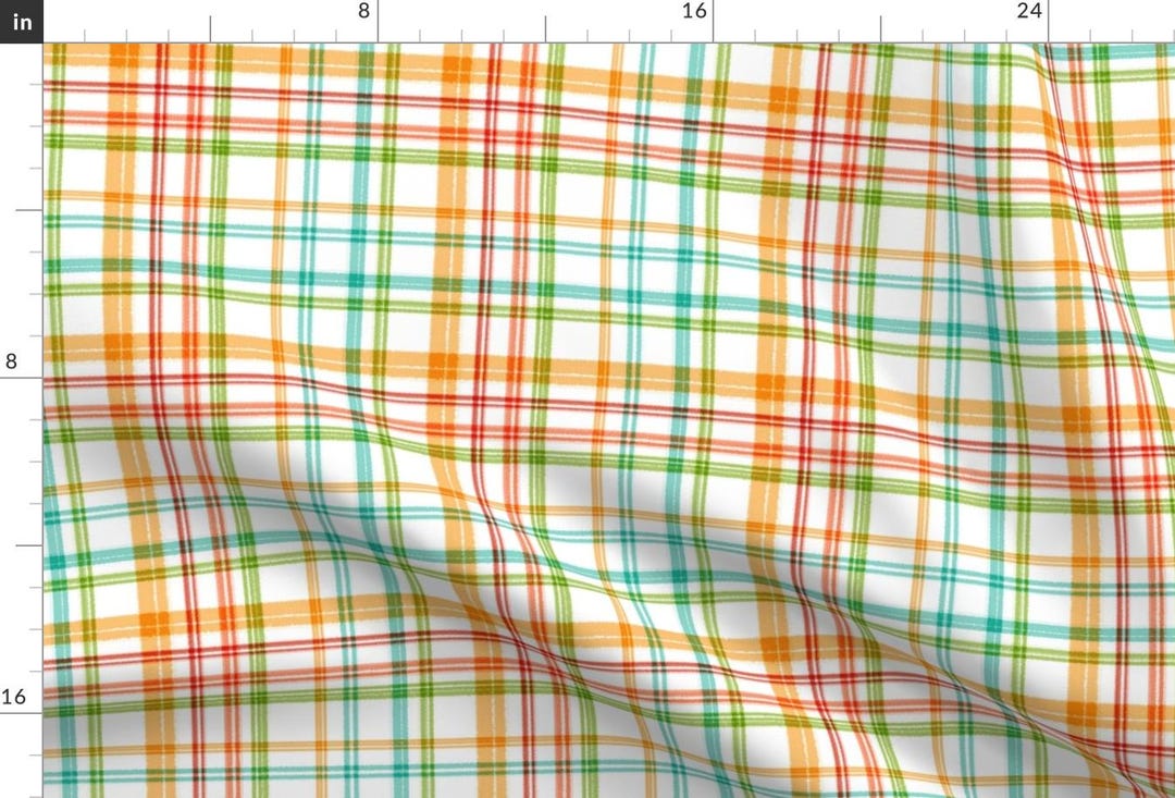 Multicolored Plaid Fabric - Juicy Plaid Autumn Colors by ...