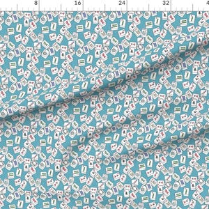 Mahj Game Blue Fabric Mahjong Tiles for Mahj Game on Aqua Background by ...