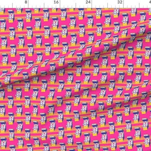 Retro Arcade Games Neon Pink Fabric Retro Arcade Video Game by ...